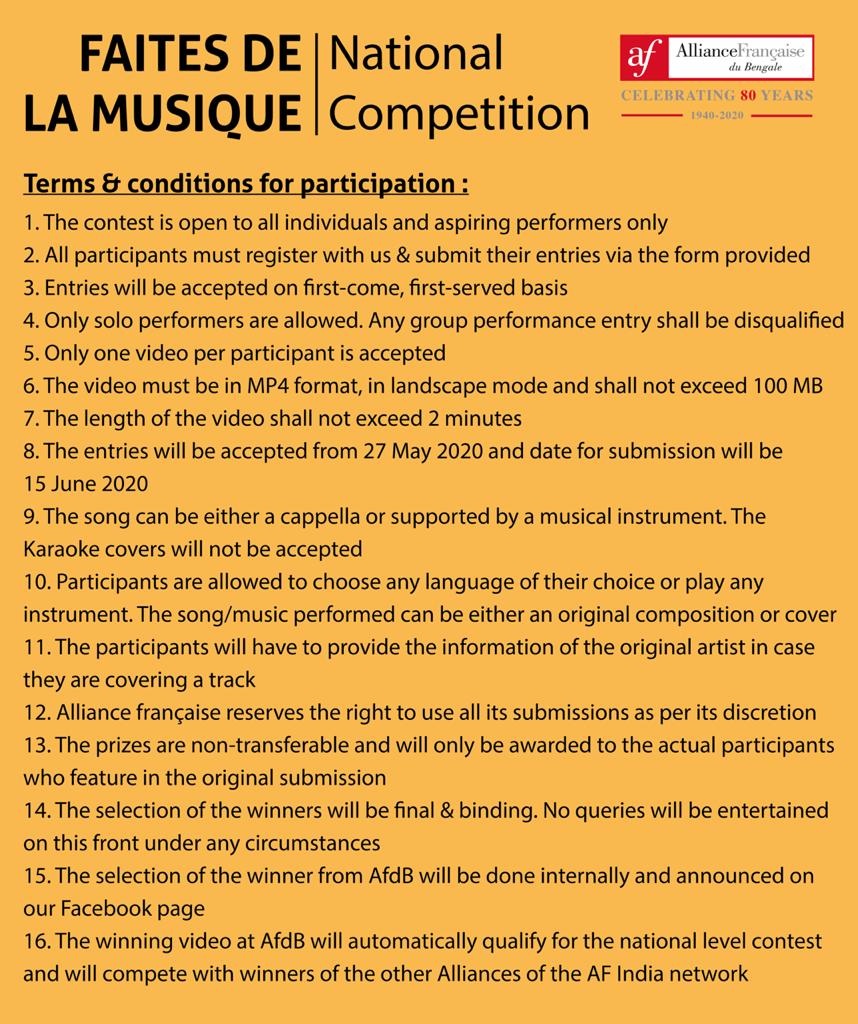 Faites de la Musique – National Competition – Alliance française du Bengale